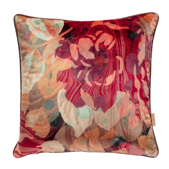 Autumn Rose Marbled Velvet Floral Cushion | Susi Bellamy – susi-bellamy.com